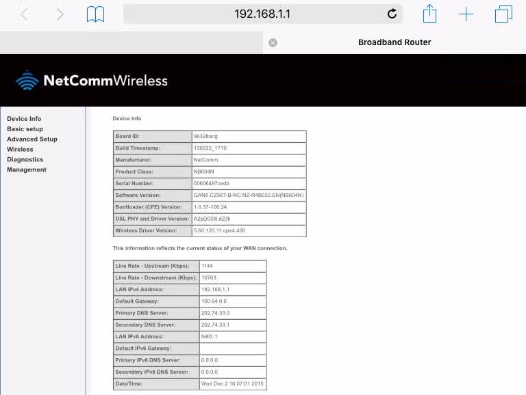 Change your NB604N or NF4V router network name and password