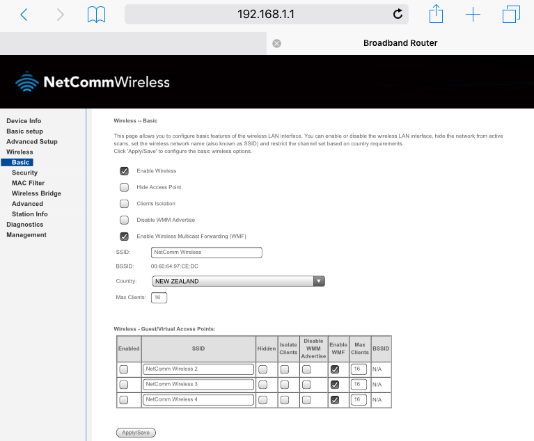 Change your NB604N or NF4V router network name and password