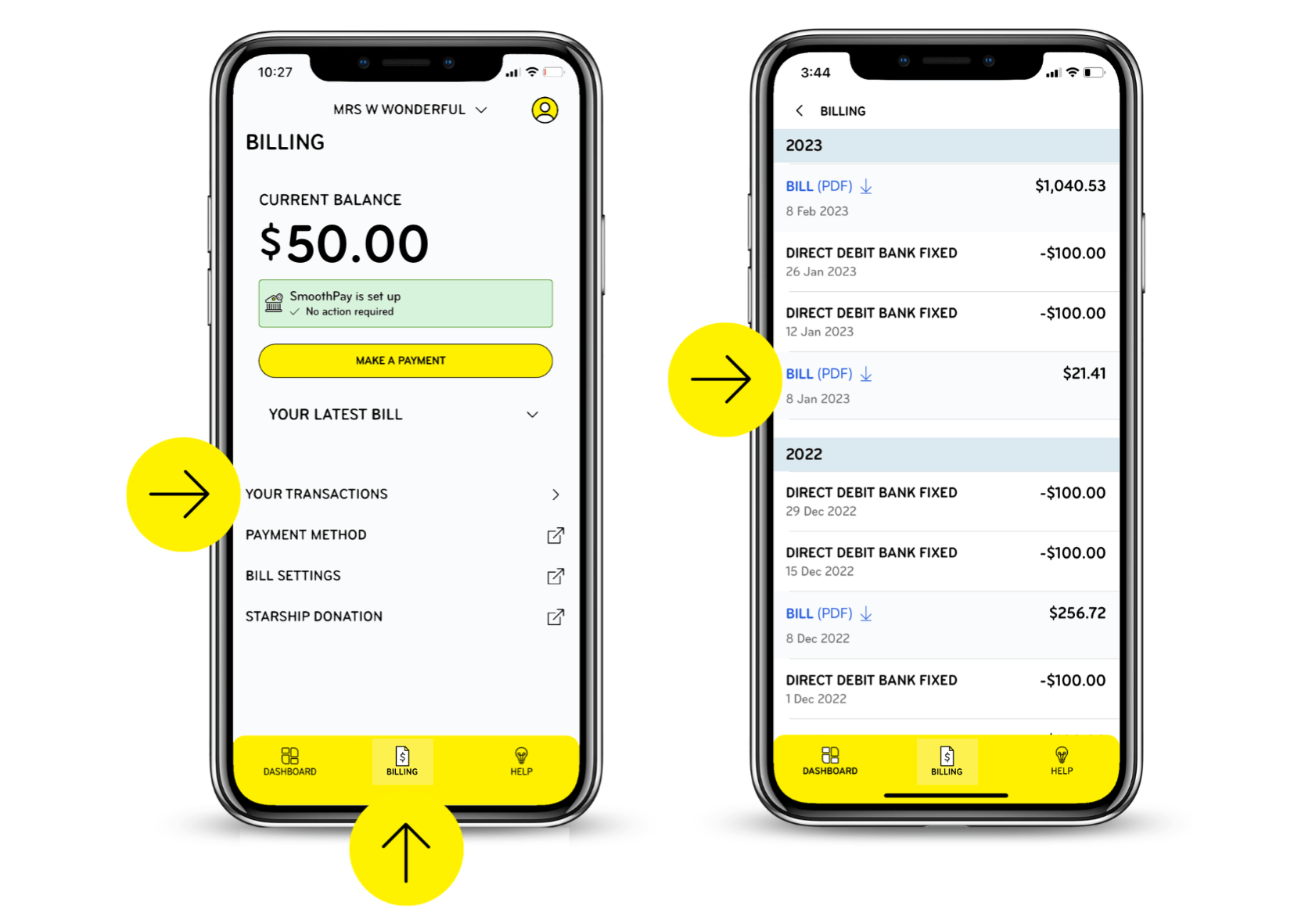 View bills via the Mercury App