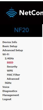 Change your NF20 router network name and password